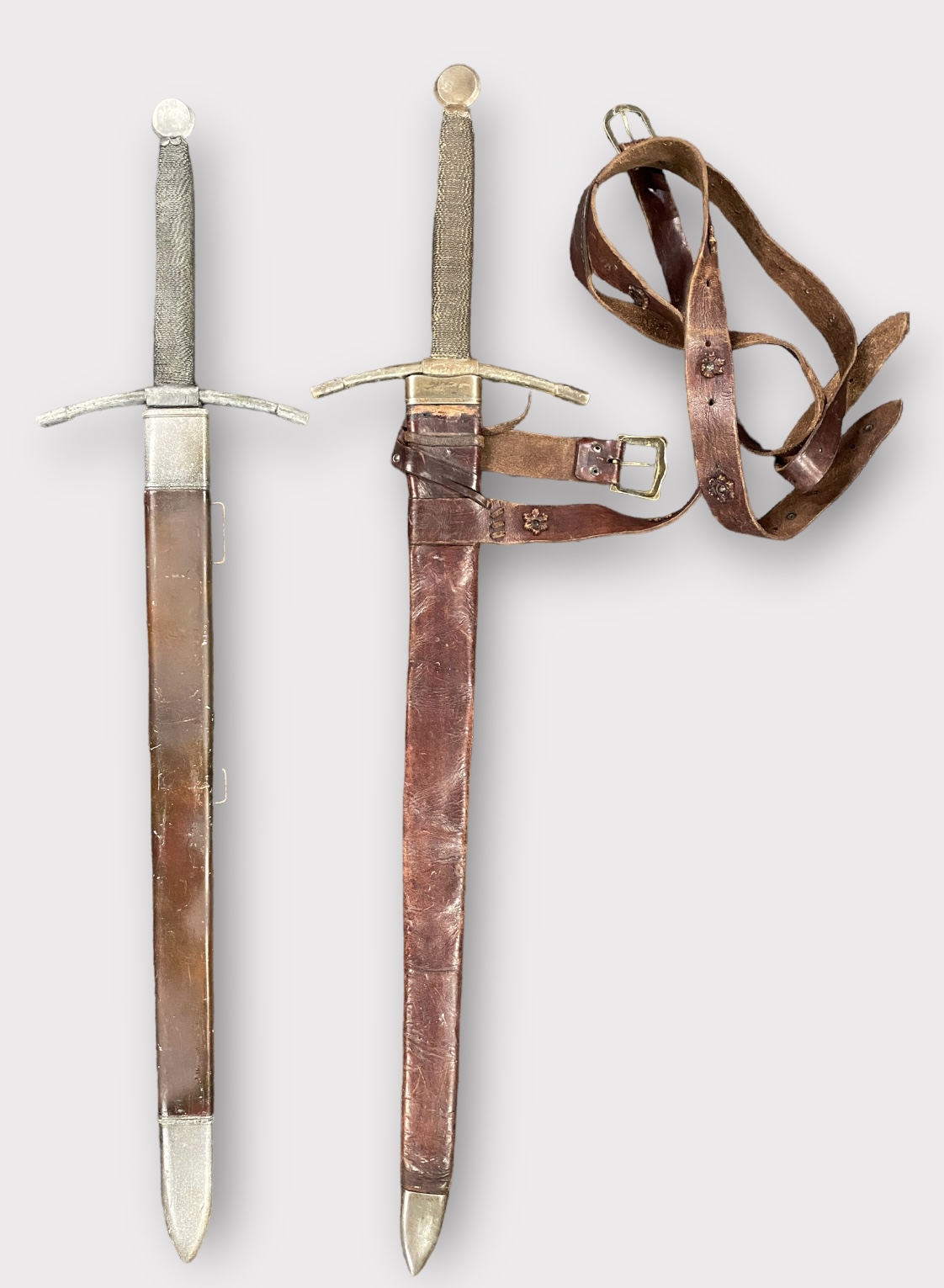 Medieval sword, with downward curved quillons, with scabbard (1 dummy ...